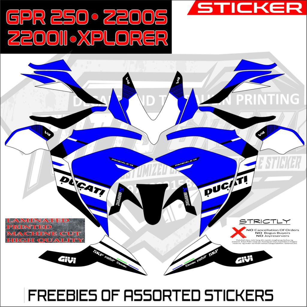 Laminated decals for Gpr 250,z200,z200x,z200ii,,custom sticker graphics ...