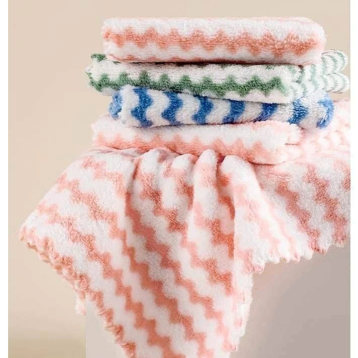 5PCS Dishwashing Towel Kitchen Cleaning Rag Cationic Coral Pile ...