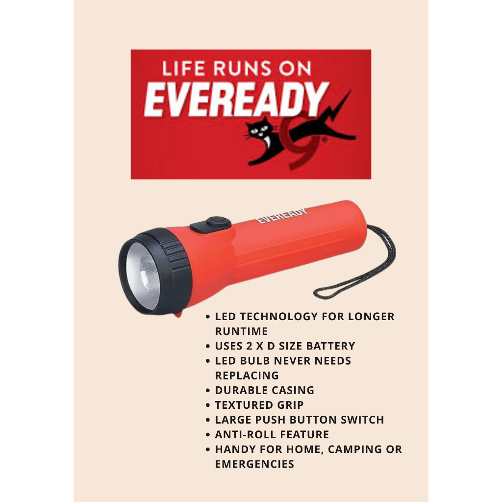 Eveready LED Flashlight – Durable Torch Light | Long Battery Life | 2 x ...