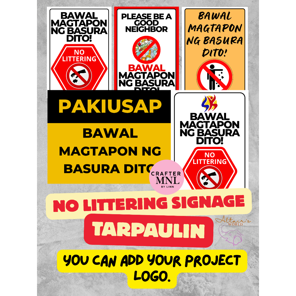 Bawal Magtapon ng Basura Signage Big Tarpaulin | No Littering Sign ...