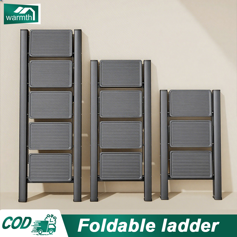 Warmth 3/4 Steps Ladder Foldable Carbon Steel Ladder Sturdy Anti-slip ...
