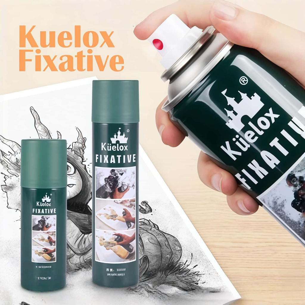 KM Kuelox Fixative Spray 180ml/300ml For Sketch Painting Carbon ...