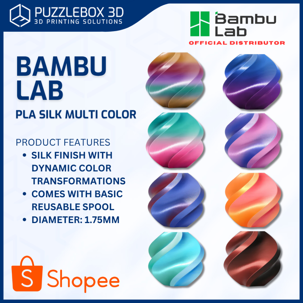 Bambu Lab PLA Silk Multi-Color 3D Printing Filament Silk Finish with ...