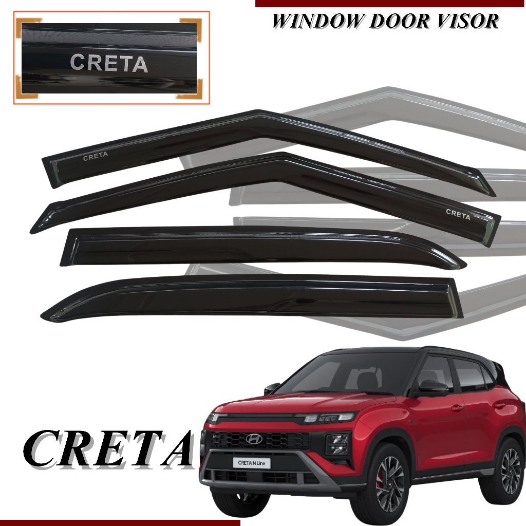 Hyundai Creta Facelifted 2025 Rain Visor Window Door Visor Black ...