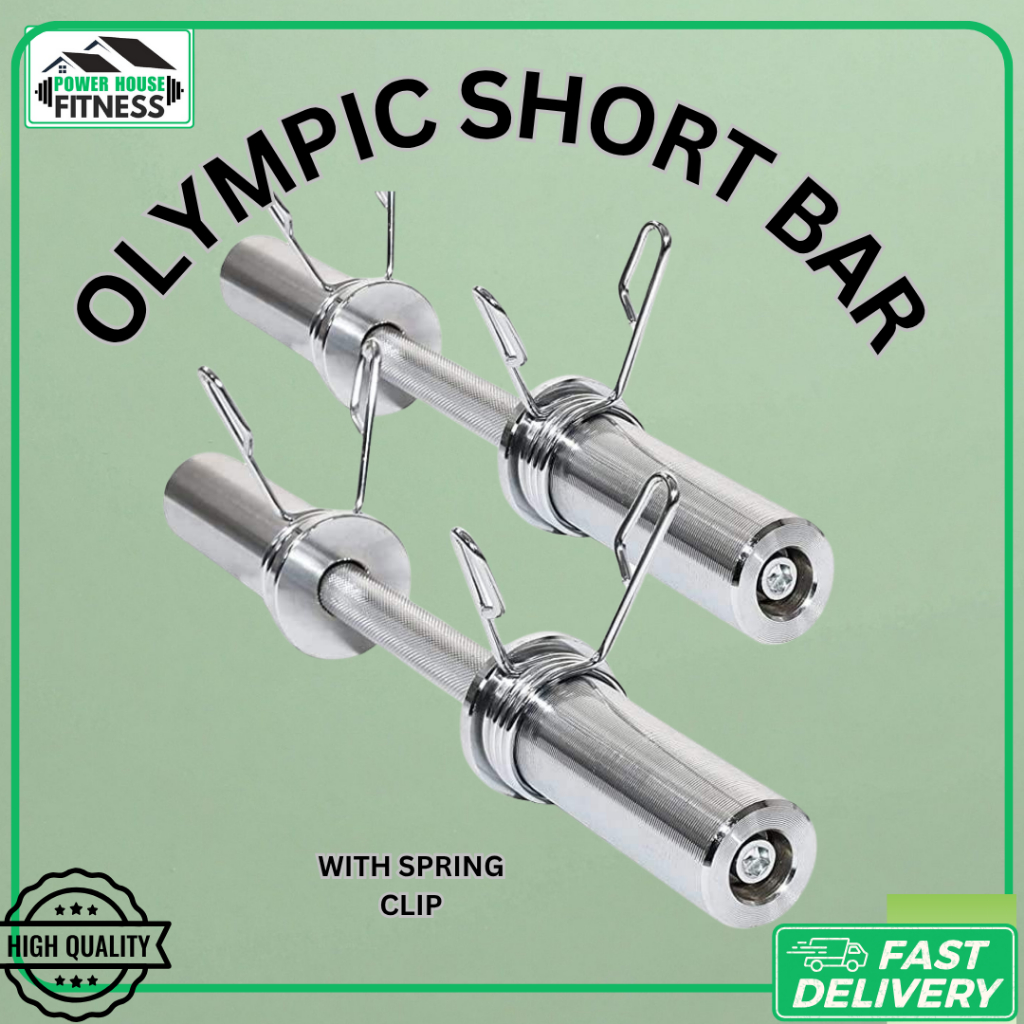 Olympic Short Bar Dumbbell Bar 2-Inch Handle Barbell Rod Gym Fitness ...
