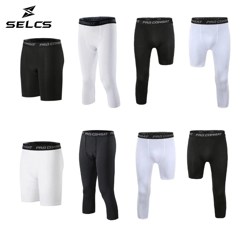 SELCS Men's Sports Leggings Compression Tights Pants Capri Cycling for ...