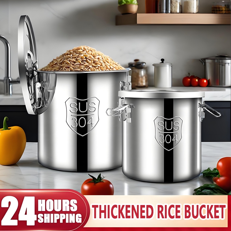 304 Stainless Steel Metal closed food rice storage with lid container ...