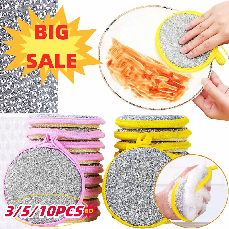 Kitchen Super Absorbent Double-Sided Brushes Magic Dishwashing Sponge ...