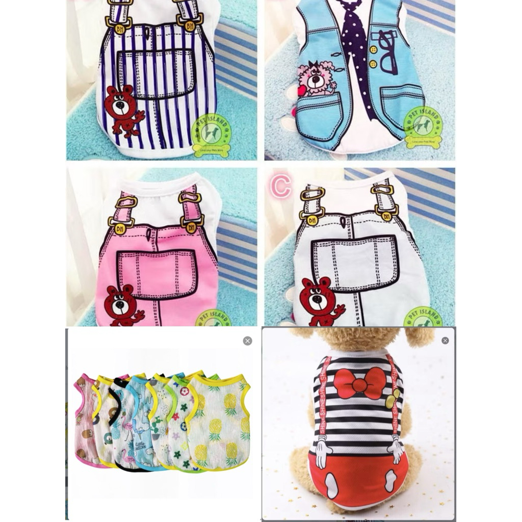 Pet printed sando / sando dog cat rabbit sleeveless clothes accessories ...