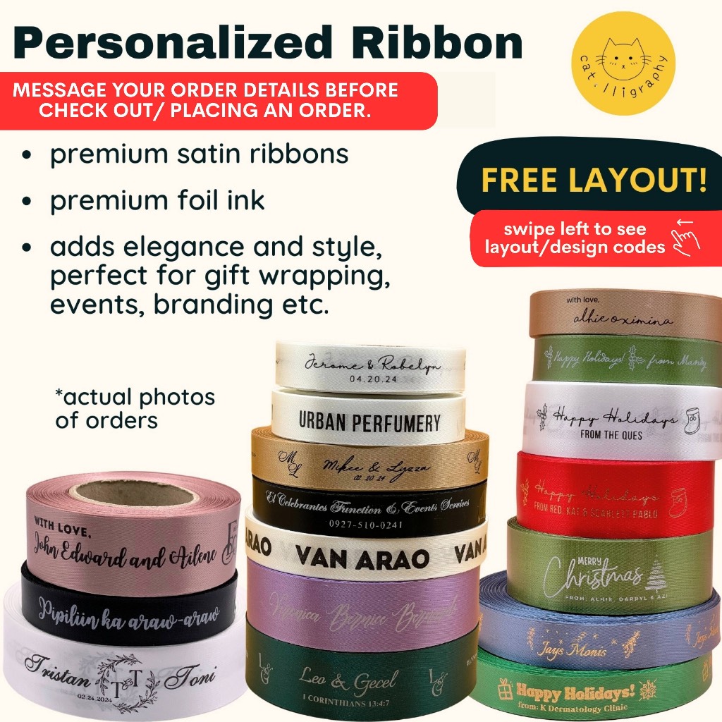 Personalized Premium Satin Ribbons for Weddings, Birthdays, Events ...