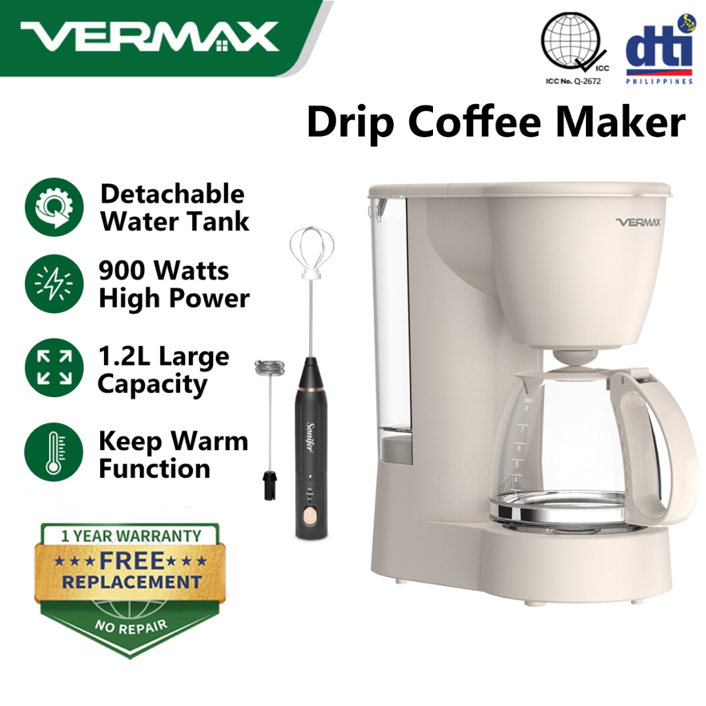 Vermax Espresso Coffee Maker 900W Drip Coffee Machine & Glass coffee ...