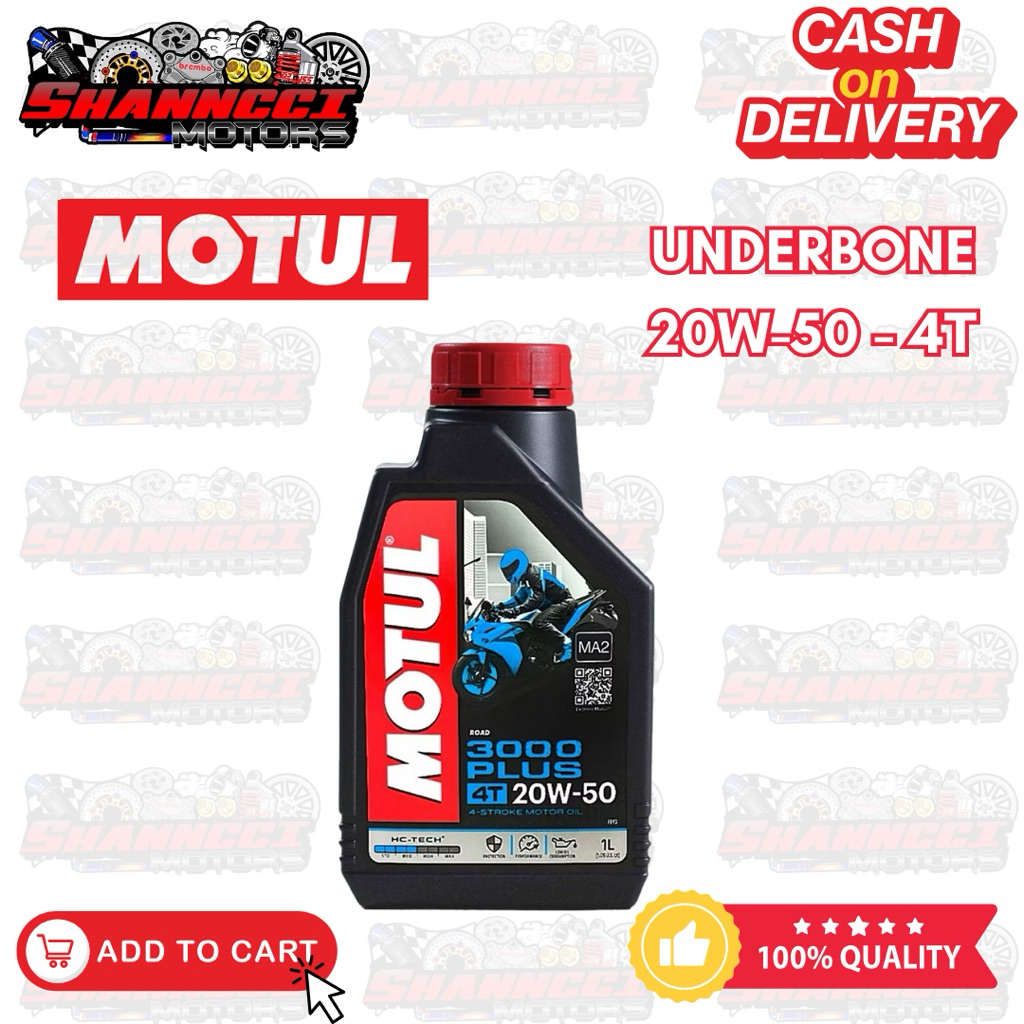 MOTUL MOTORCYCLE OIL 20W50 / 10W40 - 4T 3000PLUS FOR UNDERBONE 800ML, 1 ...