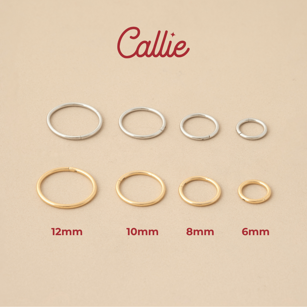 Callie [1 Piece] F136 Titanium Plain Hoop Clicker Piercing 6mm, 8mm ...