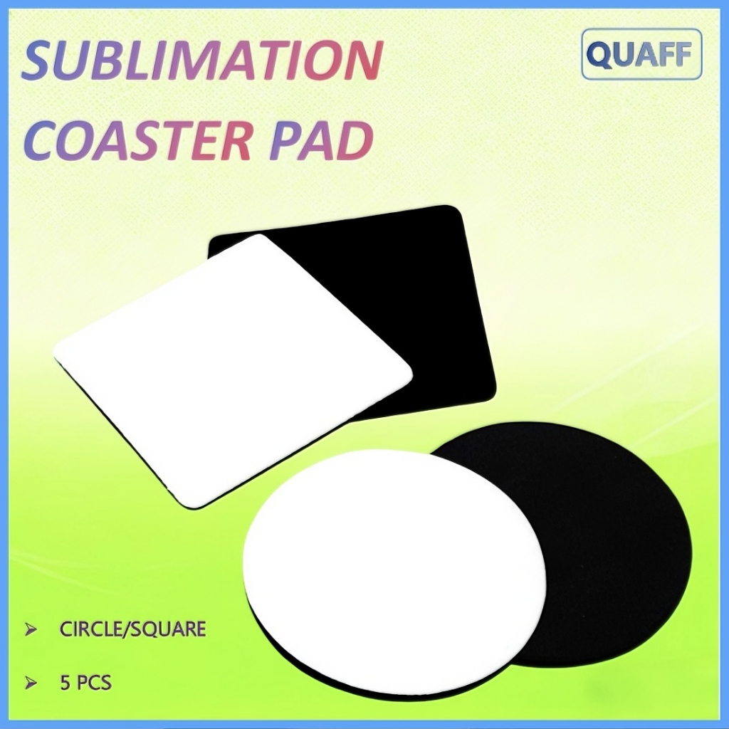 QUAFF Sublimation Printable Coaster Pad Circle Square 10cm (5 Pcs ...