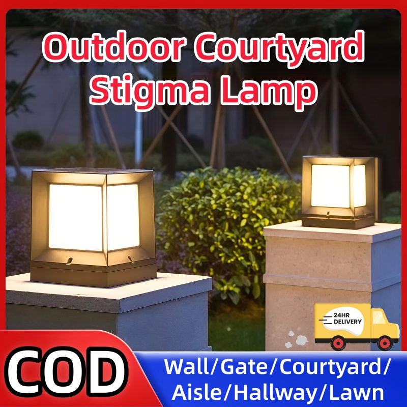 solar Led Outdoor Post Light Wall Fence Modern Pillar Electric Cap ...
