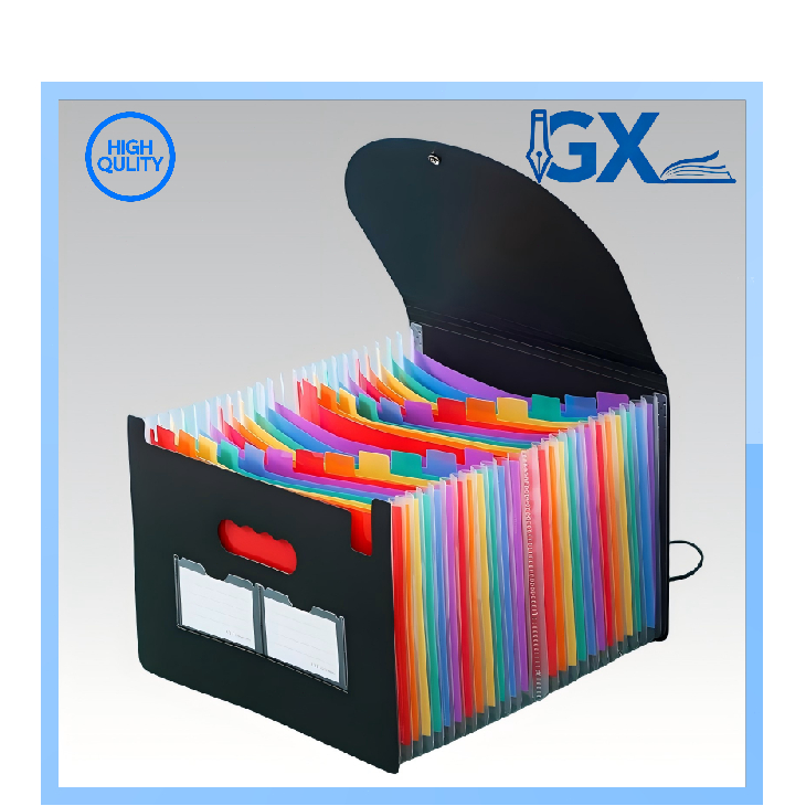 GX 25-Pockets Expanding File Folder Large Capaity Waterproof A4 Rainbow ...