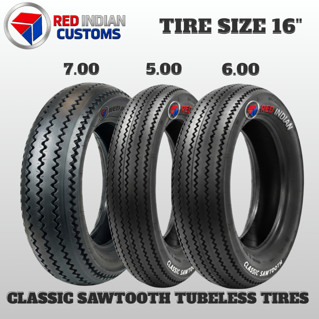 RED INDIAN TIRE 16" SIZES 5.00 7.00 (130/90 180/65) MOTORCYCLE CLASSIC ...