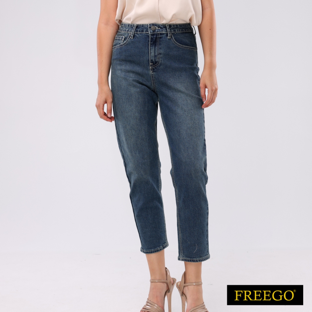 Freego Ladies Denim Lp Mom Jeans High Waist ASB45-0008 | Shopee Philippines