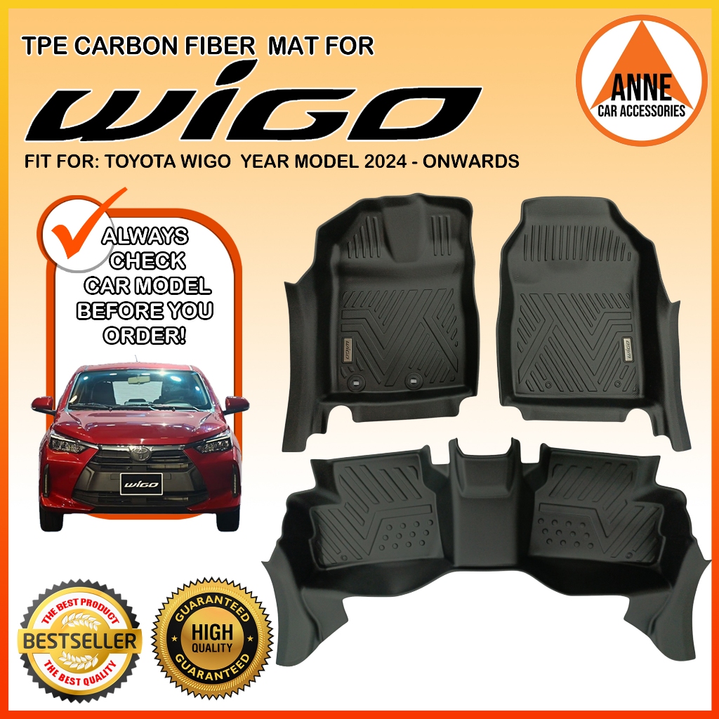 TPE Extended Deep Dish Matting for Toyota Wigo 2024 Onwards Car Mat ...