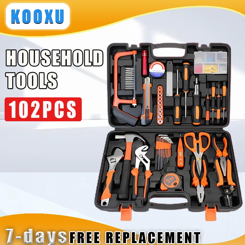 Household Tools Set 100/102Pcs Professional Home Repair Hand Tools Box ...