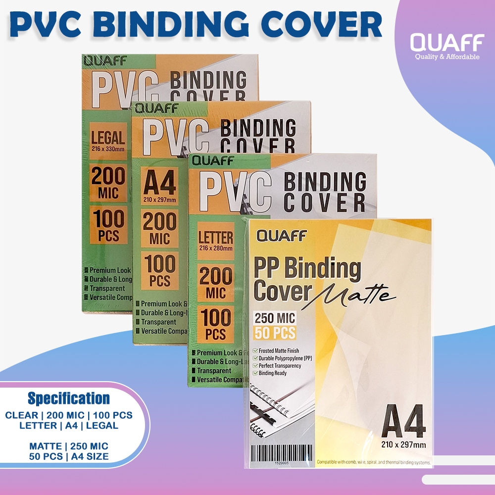 QUAFF PVC Binding Cover Short A4 Long 200micron / PP Binding Cover ...