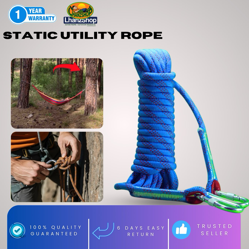 Static Utility Rope Safety Rope ( Black) Climbing Rappelling Rescue ...