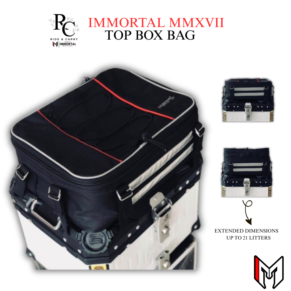 Immortal Top Box Bag 44–55L – Cordura Motorcycle Luggage Organizer w ...