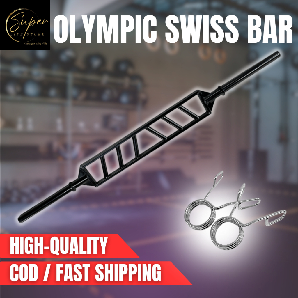 Olympic Swiss Bar Multi-Grip Swiss Bar Ergonomic & Versatile Olympic ...