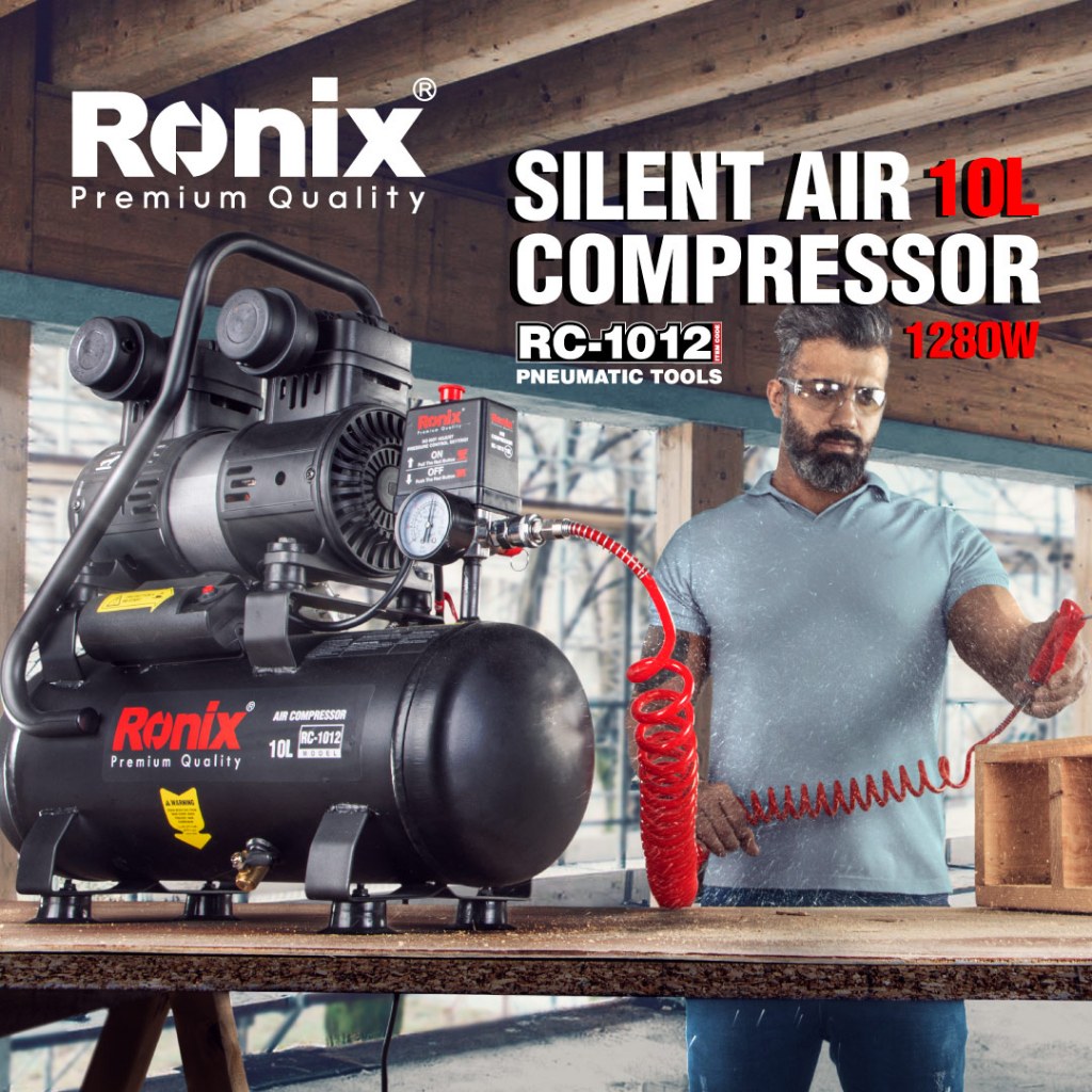 Ronix RC-1012 Silent Air Compressor 1280W | 10L Tank Capacity | Shopee ...
