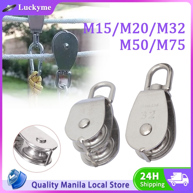 Stainless Steel Single/Double Wheel Pulley Swivel Lifting Rope Bearing ...