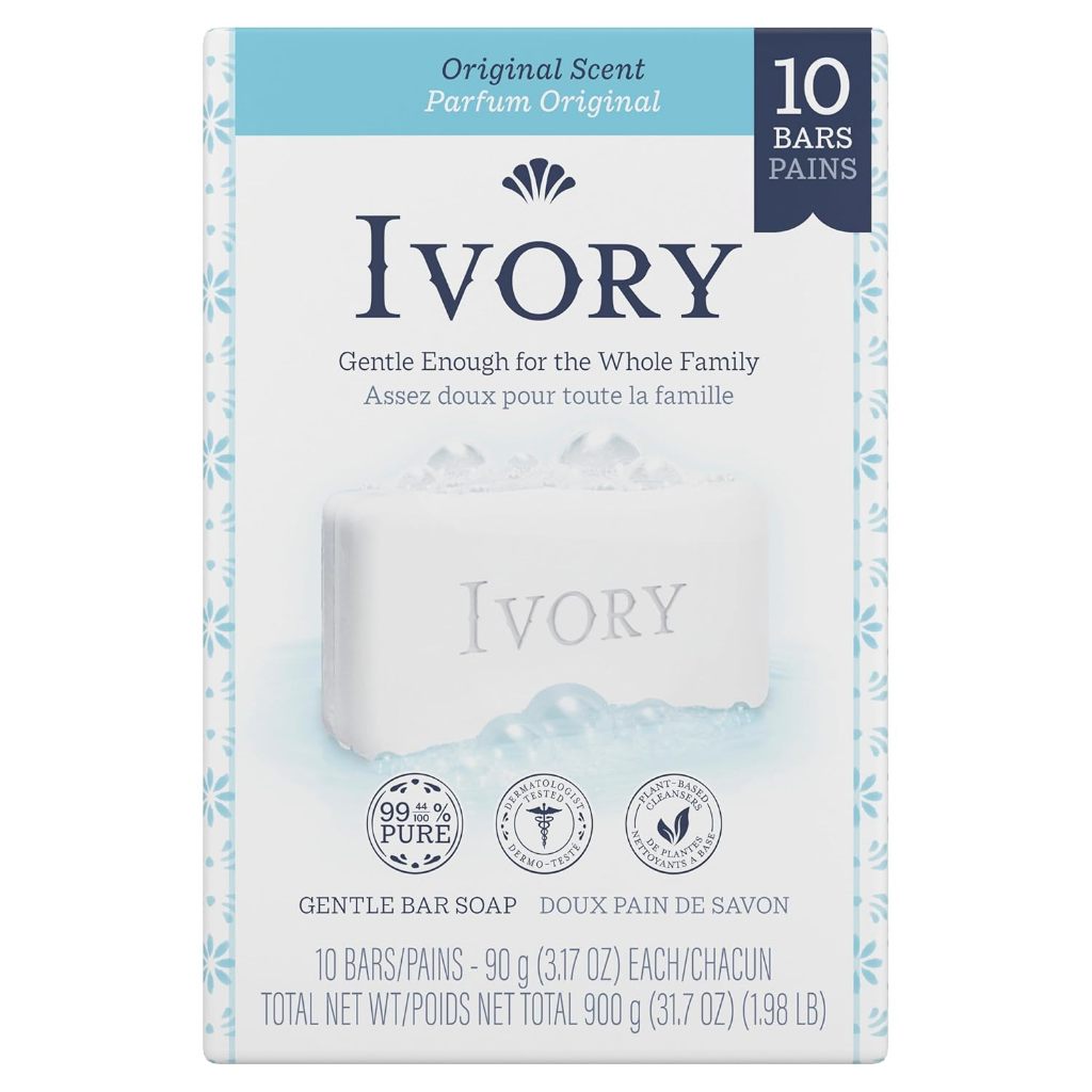 Ivory Gentle Bath Bar Soap Original Scent – 3.17 oz (10 Count Family ...