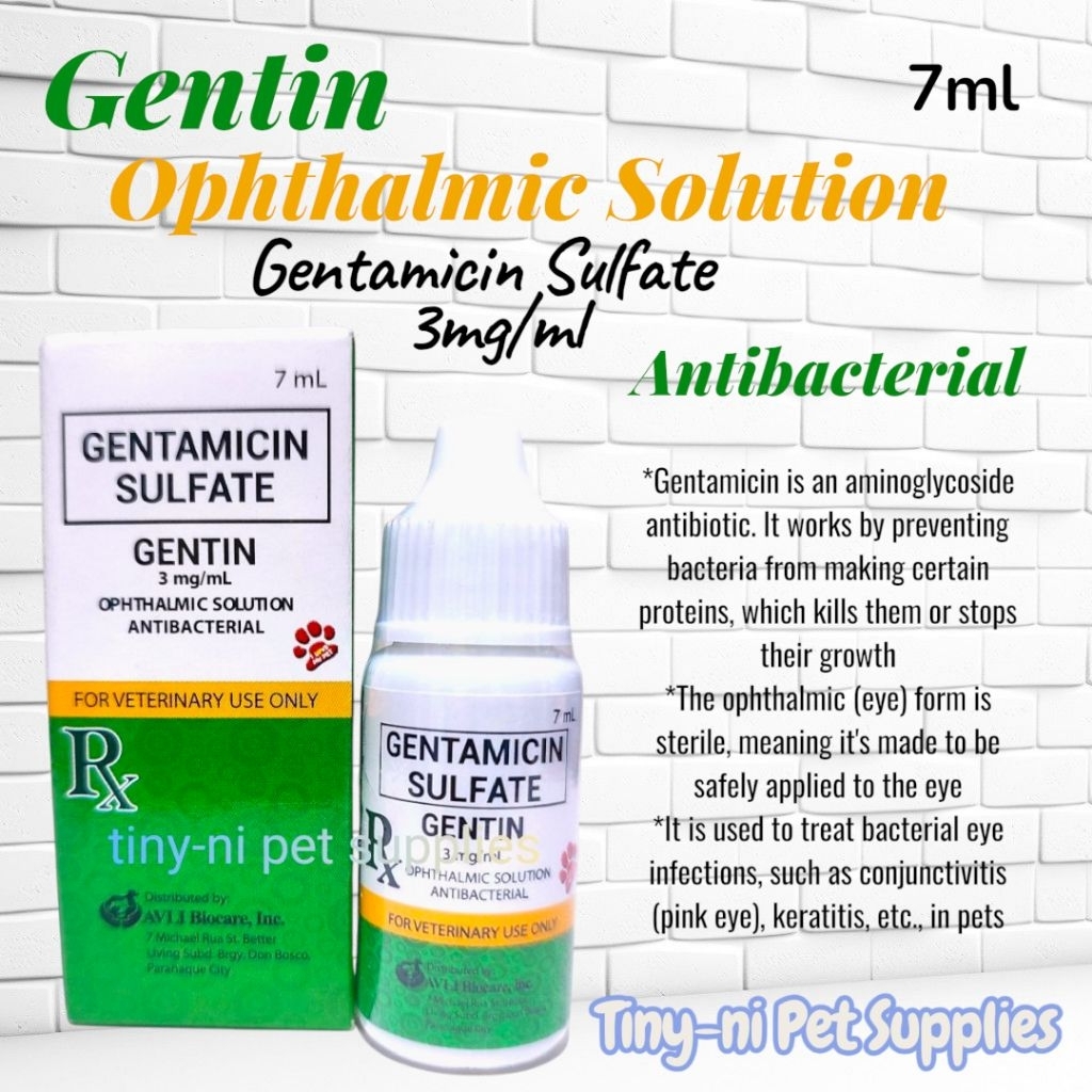 Gentin Eye Drops for Pet Dog Cat|7ml (Gentamicin Sulfate) Stops Growth ...