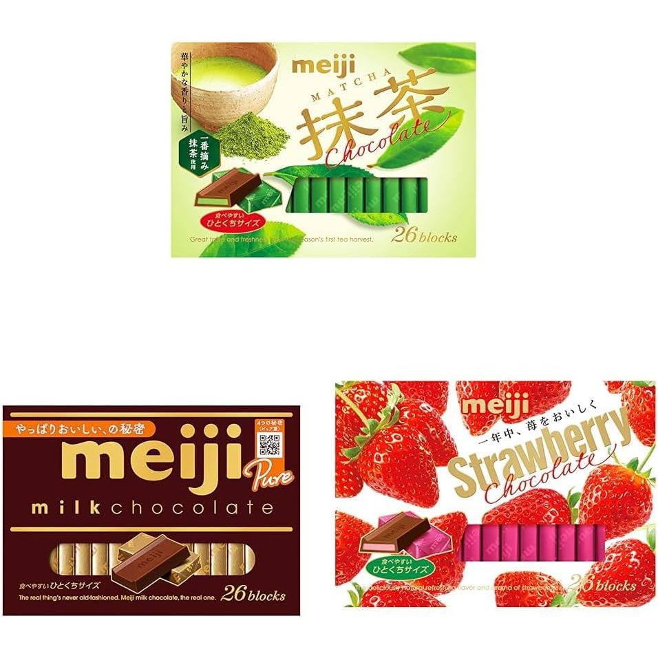 Meiji Chocolate Matcha Chocolate Strawberry Chocolate 26 Bars【Direct ...