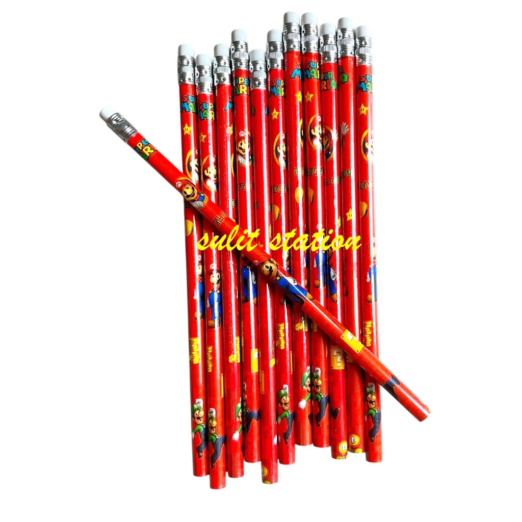 12pcs SUPER MARIO BARNEY SCHOOL PENCIL themed PARTY NEEDS GIVEAWAYS ...