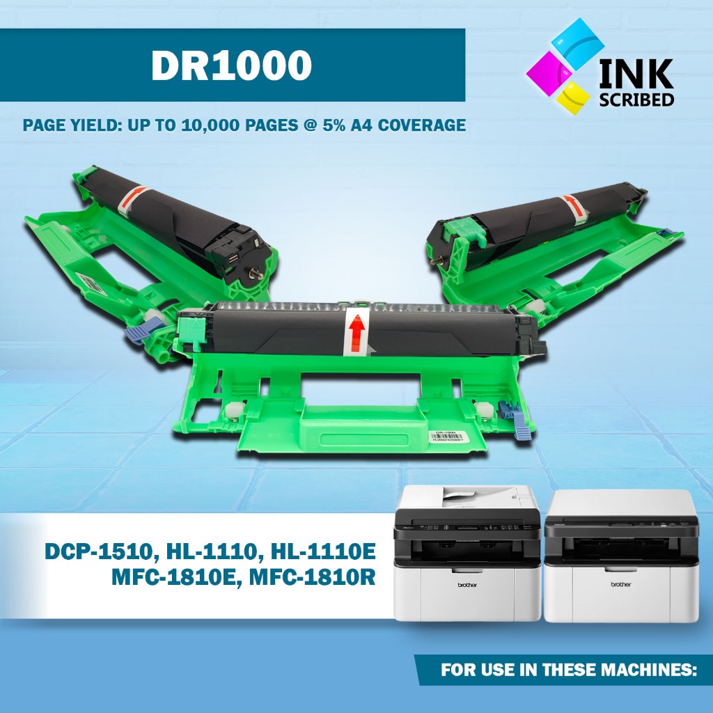 INKSCRIBED DR1000 DR-1000 Compatible Drum Kit Brother HL-1110 HL-1210W ...