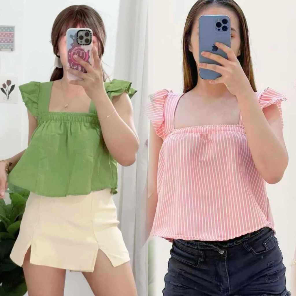 D&C-Cotton Linen Butterfly Sleeveless Daily Flowy Crop Top | Shopee ...