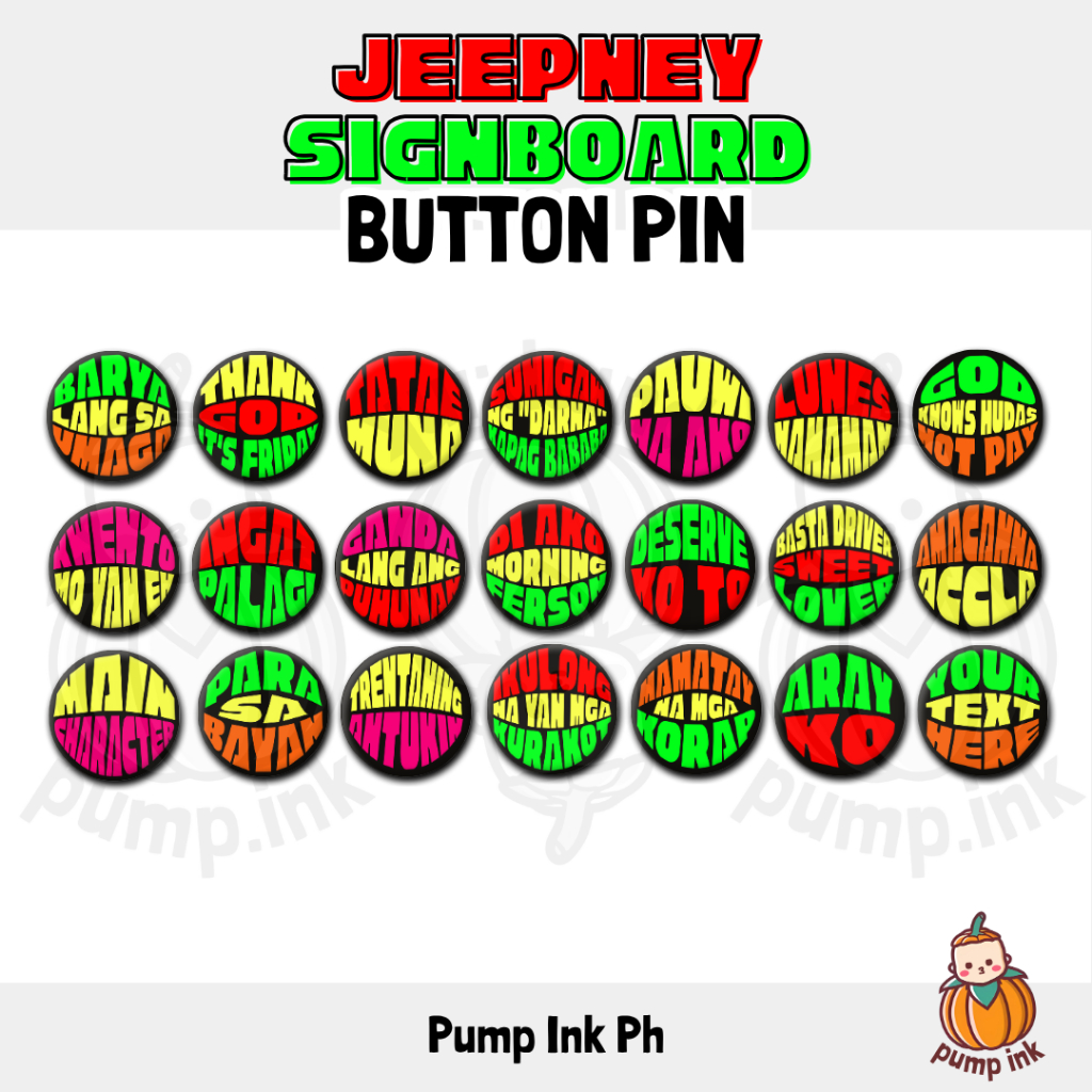 Jeepney Signboard Button Pin | Funny Pinoy Hugot Quotes Badge | Pump ...