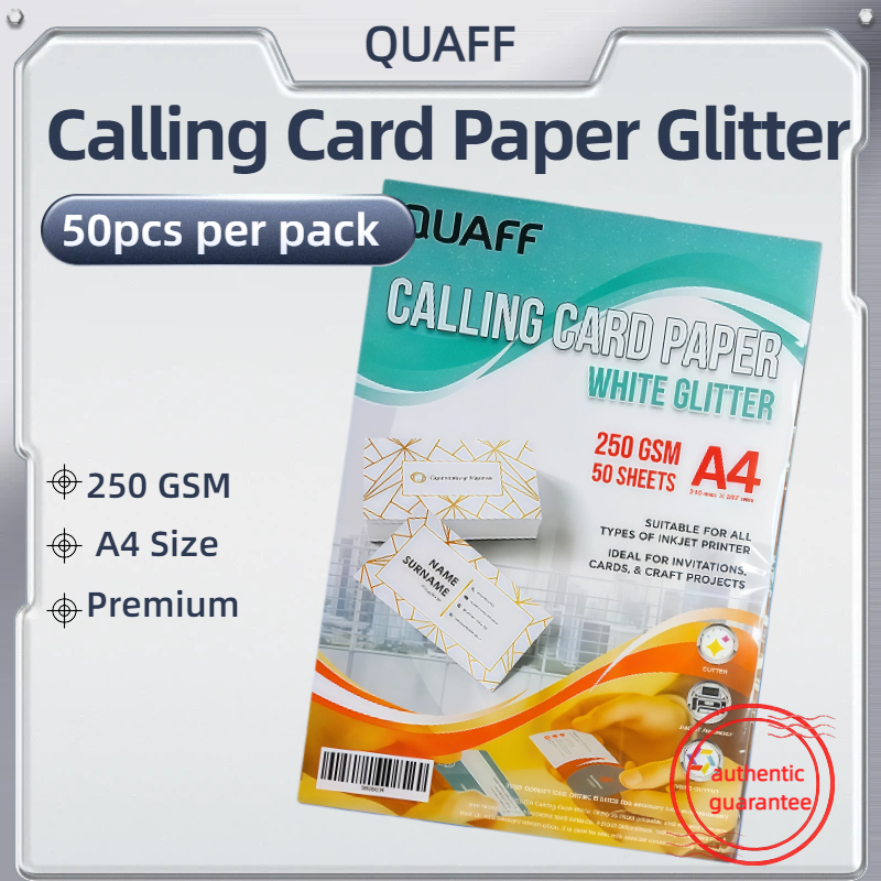 QUAFF A4 Glitter Calling Card Paper – Double Sided, 250gsm (50 Sheets ...