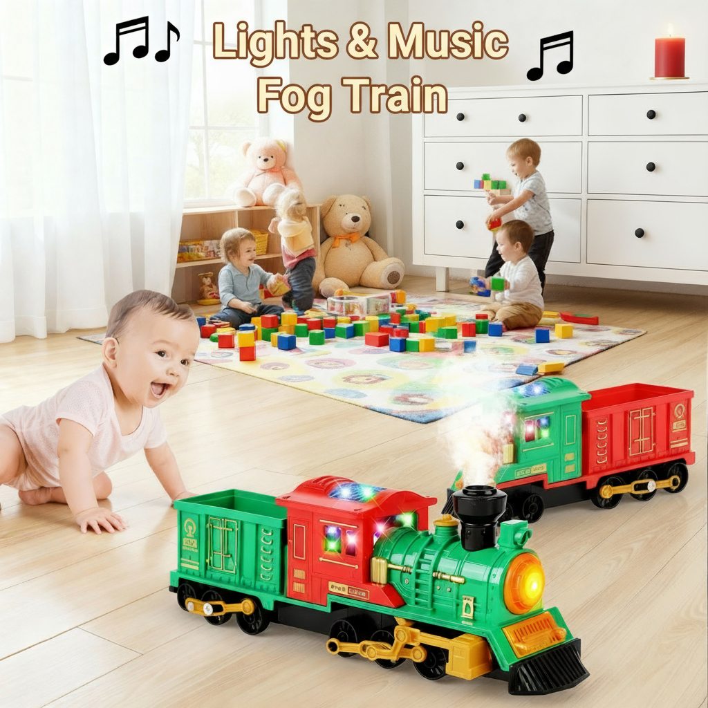 Timi Electric musical spray train toy omnidirectional wheel drop-proof ...
