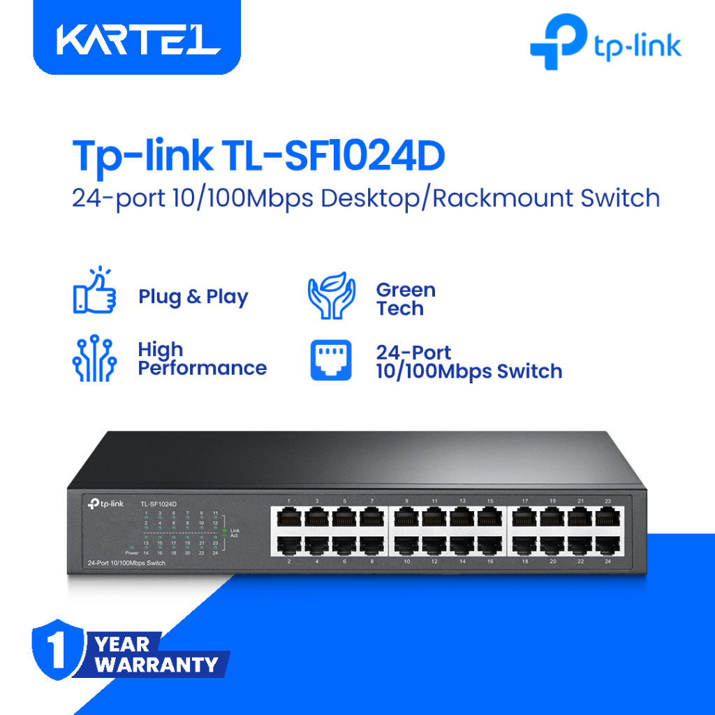TP-LINK TL-SF1024D 24-Port 10/100Mbps Desktop/Rackmount Switch | Shopee ...