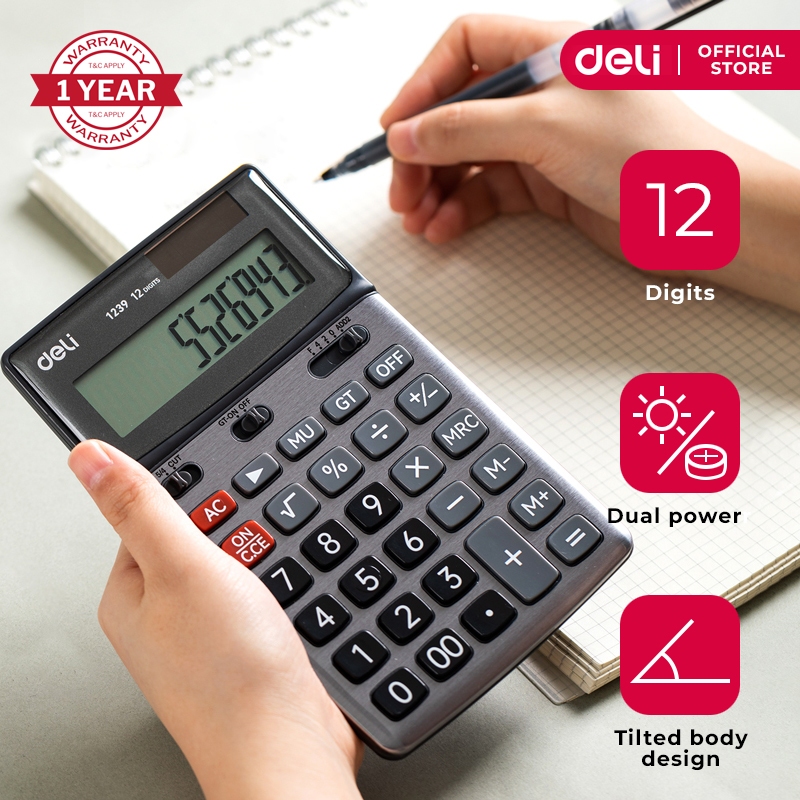 Deli School & Office Supplies 1239 12 Digits Desktop Calculator Silver ...