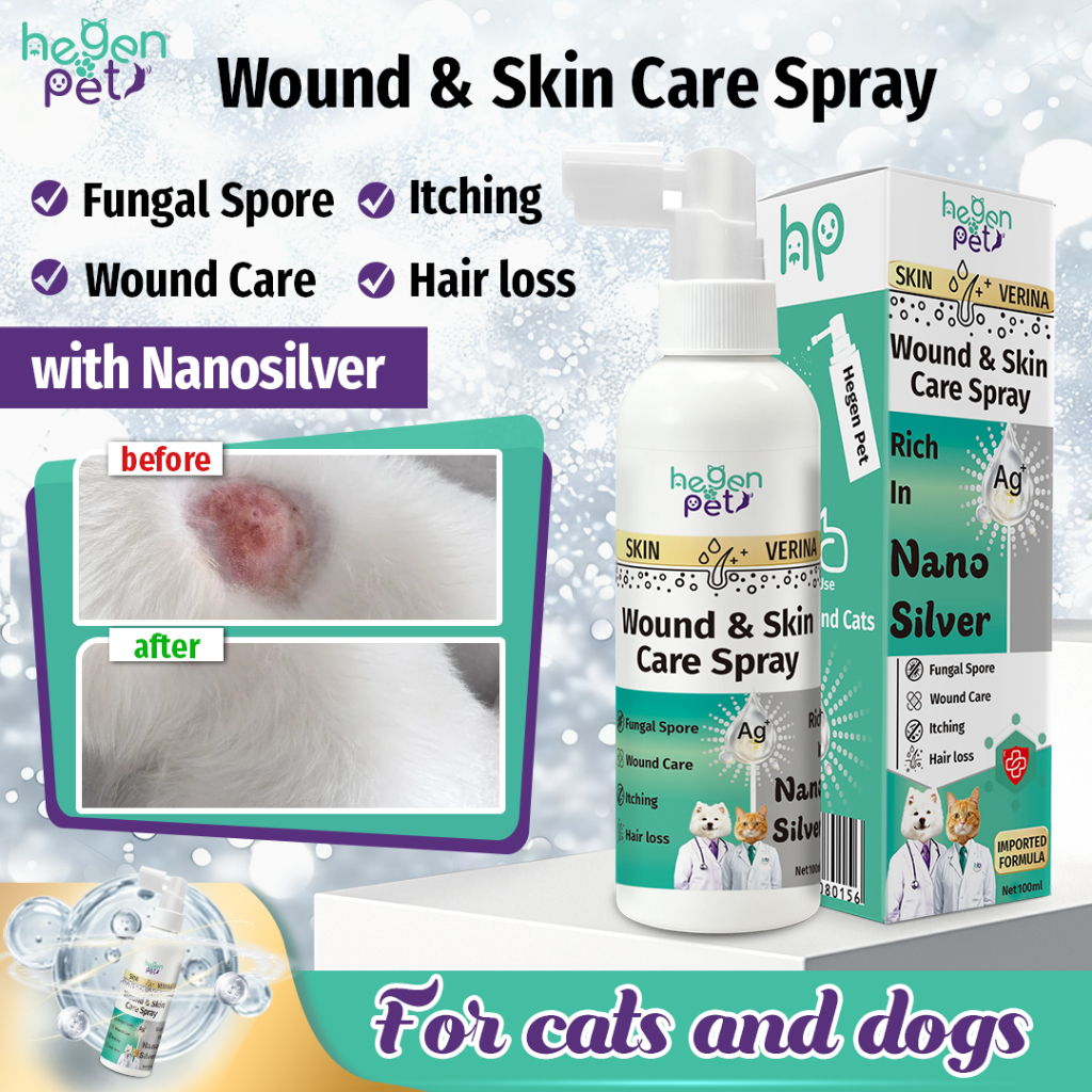 Hegen Pet Wound & Skin Care Spray With Nanosilver For Fungus Itching ...