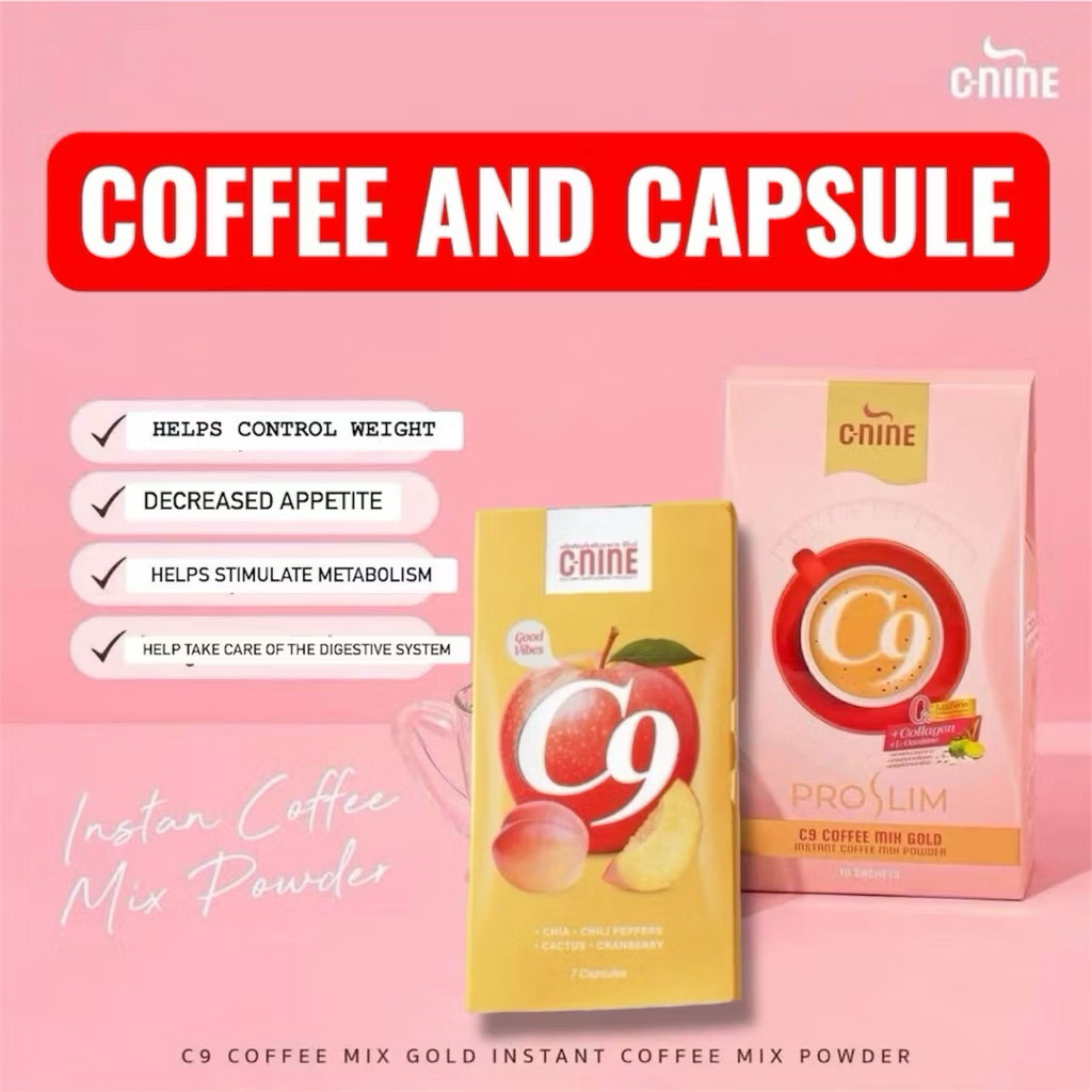 C9 Coffee C-Nine Pro Slim Capsule & Coffee Mix Gold 10 sachet Coffee w ...