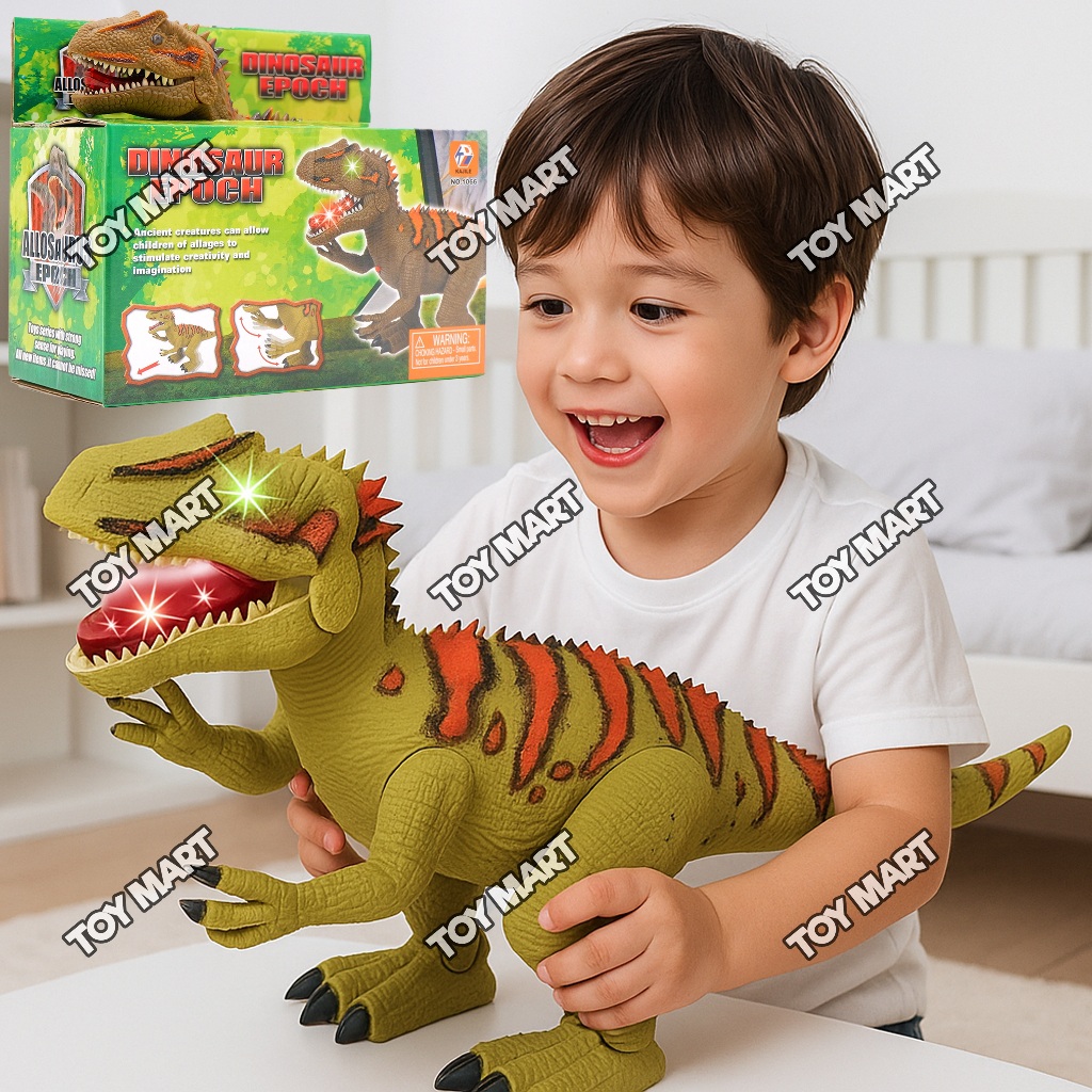 12” Walking Dinosaur Mega Rex Allosaurus Toy Light Sound Effect ...