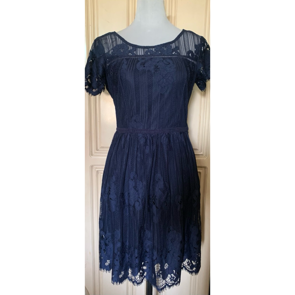 Midnight Blue Lace Dress | Shopee Philippines
