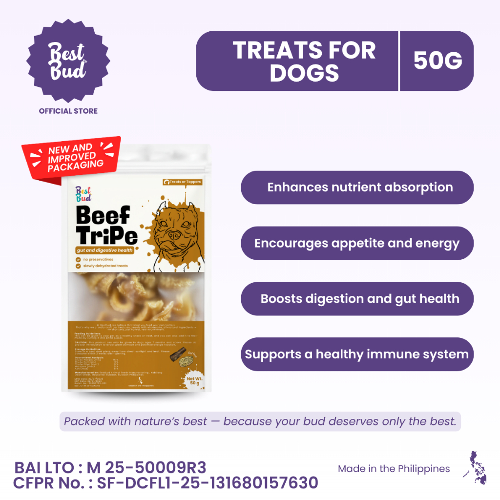 Bestbud Dehydrated Beef Tripe for Dogs 50 grams | Shopee Philippines