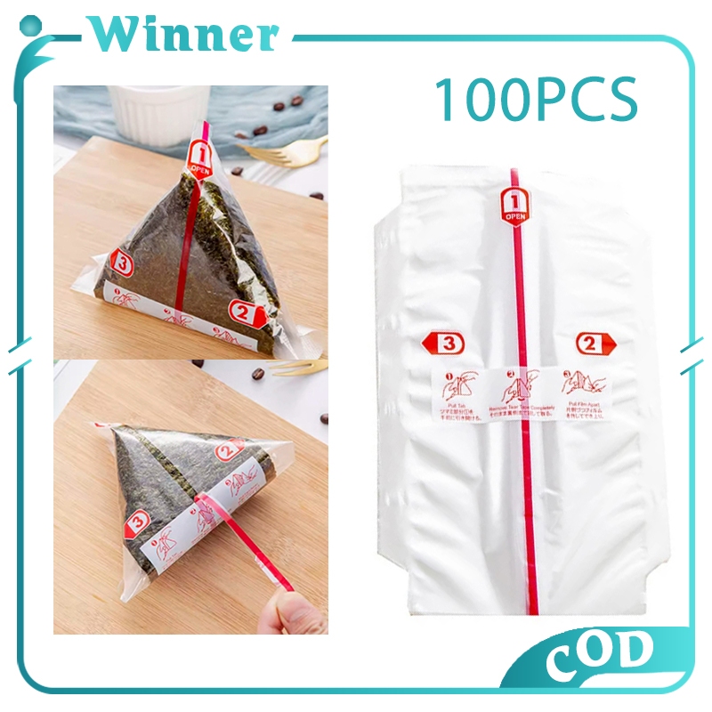 100Pcs Double Layers Onigiri Wrapper Bag Triangle Easy Tear Disposable ...