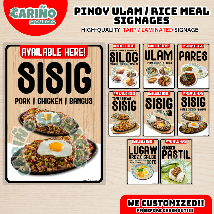 Laminated - Sisig Signages | Rice Meal Signage l Silog Signage l Lugaw ...