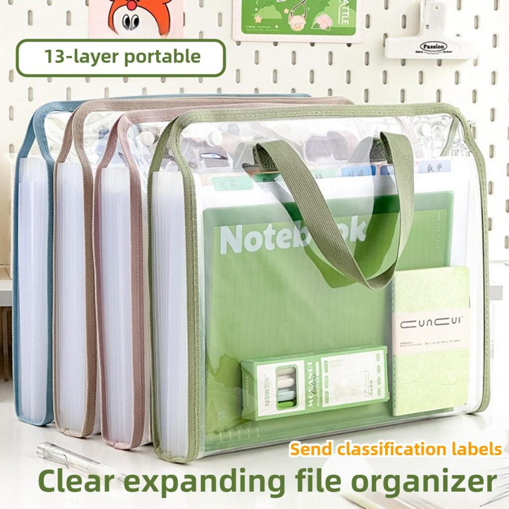 Expanding File Organizer with 13 Pockets Transparent Document Organizer ...