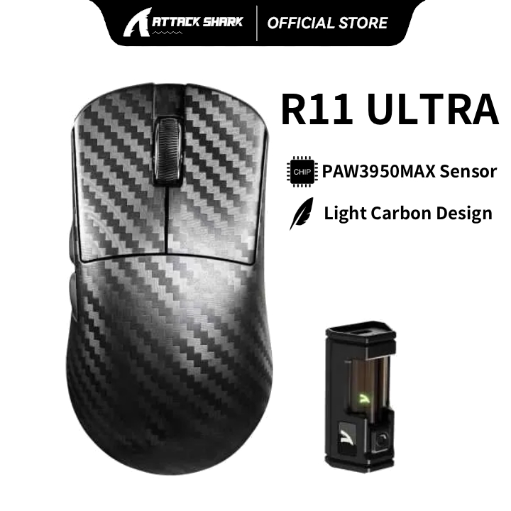 Attack Shark R11 Ultra Carbon Fiber 8K Wireless Mouse PAW3950 Max ...